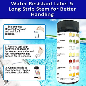Top Line - 7 Way Pool Test Strips (120 Strips) - Hot Tub Test Strips - Spa Test Strips - Fresh & Saltwater Pool Test Strips - Test: pH, Chlorine, Cyanuric Acid, Hardness, Salt & More (Pool 7-1)