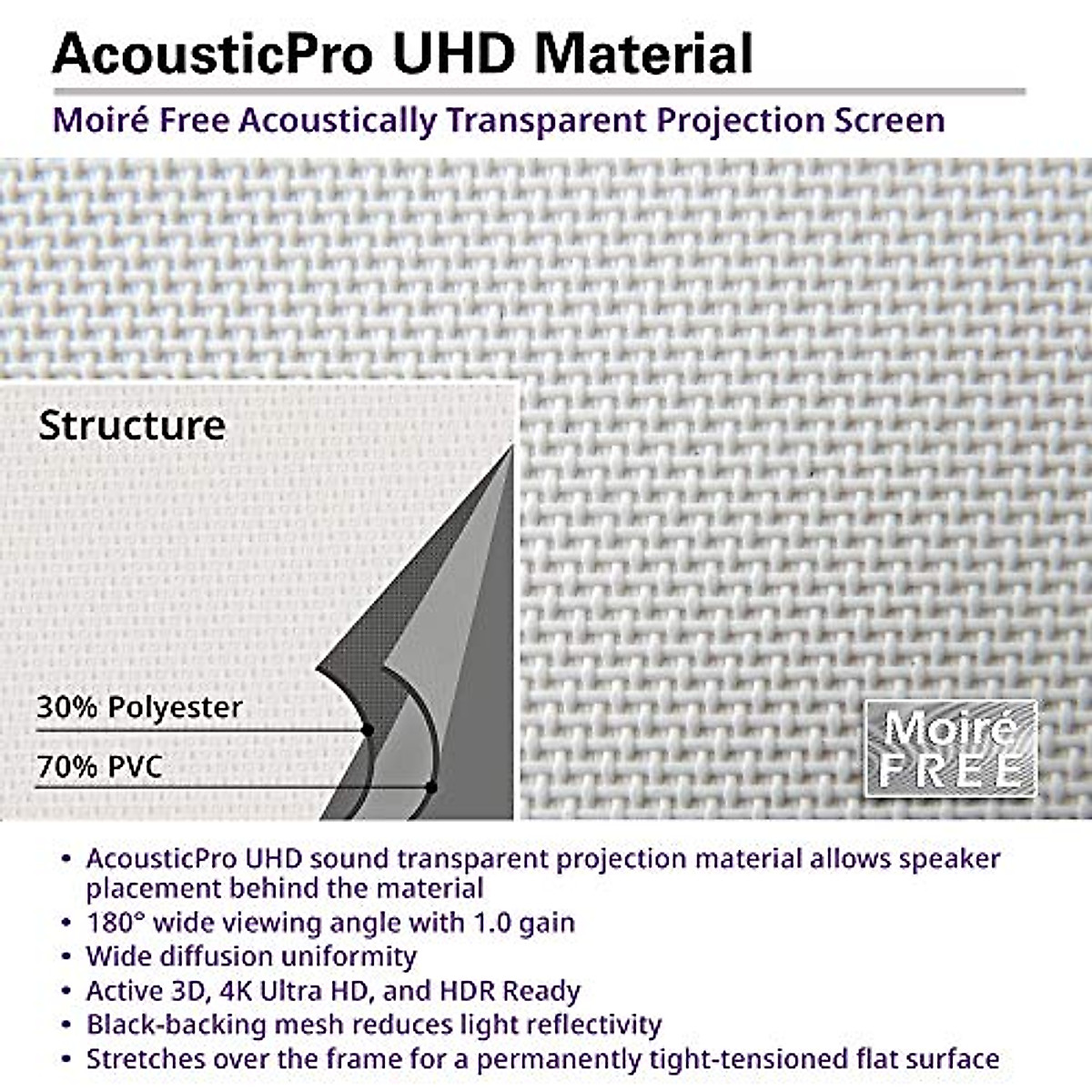 Elite Screens Aeon AUHD Series, 100-inch 16:9, 4K Home Theater Fixed Frame EDGE FREE Borderless Projection Sound Transparent Perforated Weave Projector Screen, AR100H2-AUHD