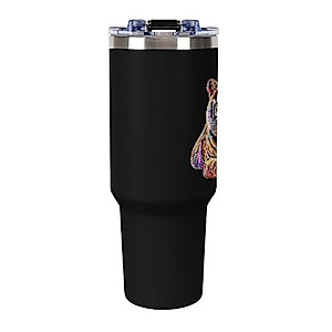 Glitter Tiger Insulated Tumblers with Handle Stainless Steel Coffee Mug Funny Travel Cup with Lid Straw 40oz