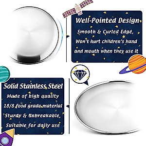 HaWare 6-Piece 18/8 Stainless Steel Plates, Metal 304 Dinner Dishes for Kids Toddlers Children, 9 Inch Feeding Serving Camping Plates, Reusable Dinnerware, Shatterproof & Non-toxic, Dishwasher Safe