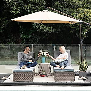 JOIVI Outdoor Chaise Lounge Chair, Patio Pool Lounge Chairs for Outside, Rattan Reclining Chaise Lounger with Adjustable Backrest and Removable Cushion, Gray PE Wicker (Set of 2)