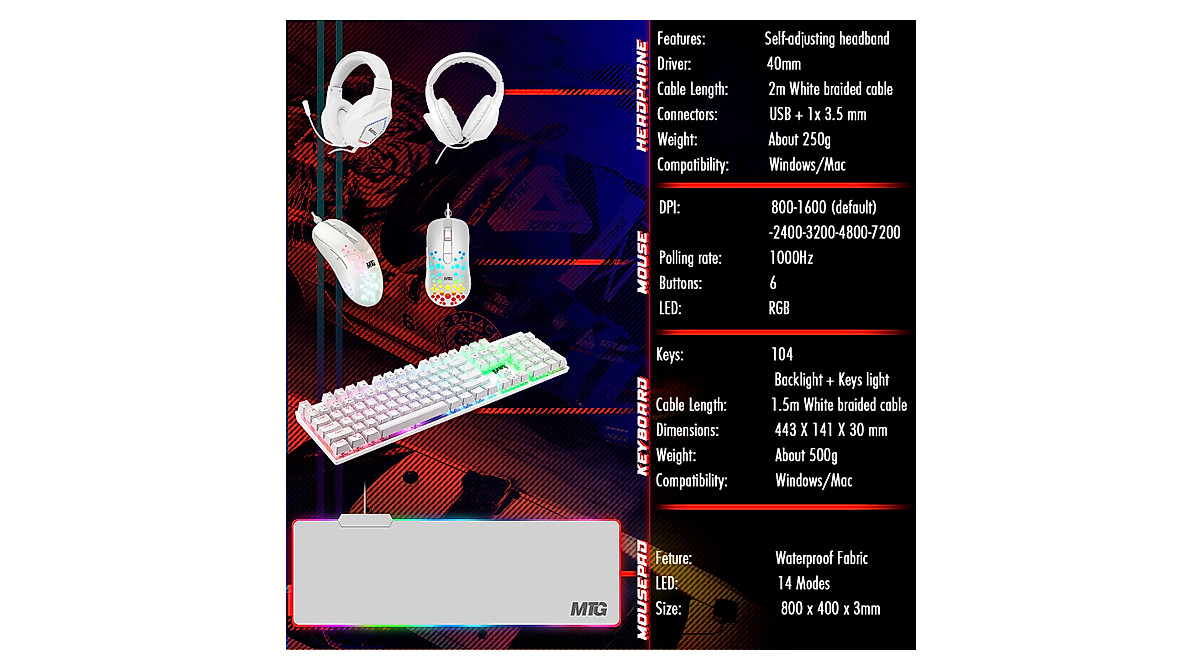 MTG 4-in-1 Gaming Kit: RGB Keyboard, Mouse & Headset