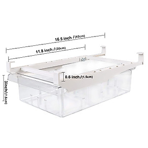 shopwithgreen 2 Pack Refrigerator Organizer Bins with Handle, Pull-out Fridge Drawer Organizer, Freely Pullable Refrigerator Storage Box with 2 Divided Sections, Fit for 0.6'' Fridge Shelf