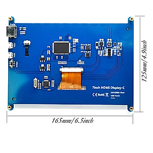 Padarsey HDMI TFT LCD Display Monitor 7 Inch 1024X600 HD Screen with Touch Function for Raspberry Pi B+/2B Raspberry Pi 3B
