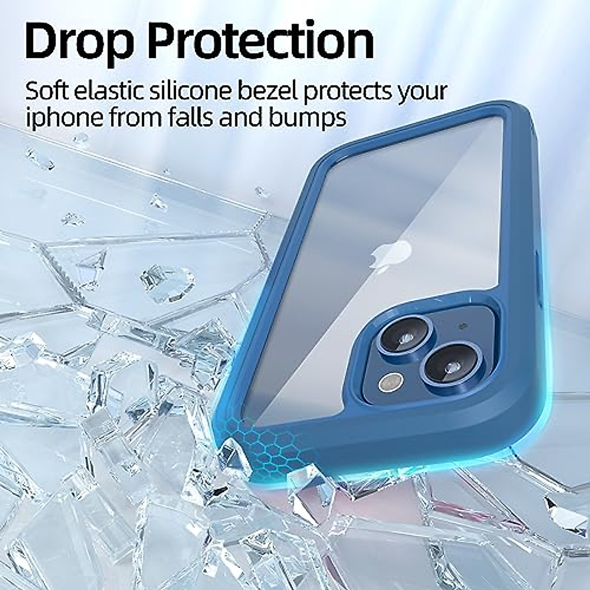 WXR for iPhone 13 Mini case/iPhone 12 Mini case,Soft Silicone Bumper & Crystal Clear Hard PC Back and Hard PC Inner,3in1 Heavy Dropproof Case for iPhone 13 Mini/iPhone 12 Mini 5.4 inch. (Blue)