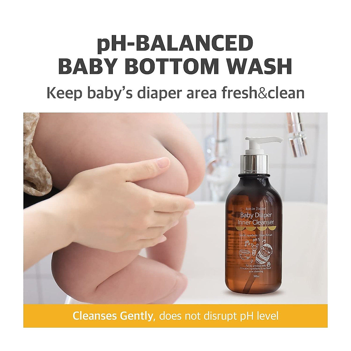 kori in J island Baby Bottom Wash - Soothing Baby Bottom Wash - Baby Diaper Wash (Hypoallergenic, Vegan Certified, pH Balanced)