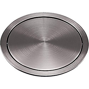 Pearlead Round Recessed Counter Top Cover Trash Bin Built-in Flap Garbage Can Kitchen Bench Stainless Steel(Silver)