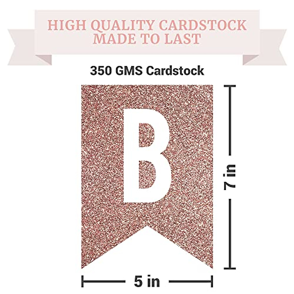 Pre-Strung Happy Birthday Banner - NO DIY - Rose Gold Glitter Birthday Party Banner - Pre-Strung Garland on 6 ft Strands - Rose Gold Birthday Party Decorations & Decor. Did we mention no DIY?