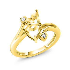 Gem Stone King 18K Yellow Gold Plated Silver Promise Customized Personalized and Engraving 2 Gemstone Birthstone For Her Heart Shape Name Engraved Engagement Ring For Women (Size 7)