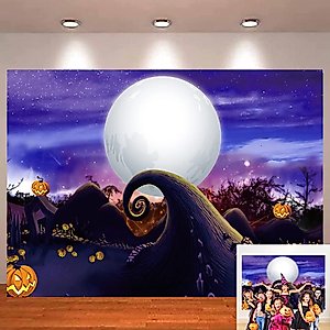 Yongqian Nightmare Halloween Themed Photography Backdrop Horror Pumpkin Trick or Treat Jack Theme Baby Shower Party Decor Photo Background Before Christmas Studio Props Home Banner 5x3ft Vinyl