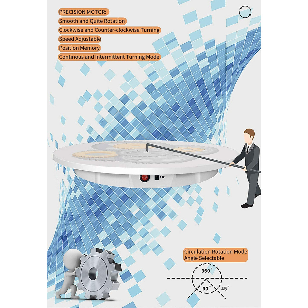 JAKIA Photography Turntable [Metal Cover] Heavy Loading 360 Degree Rotating Display Stand Remote Control 23.6 Inch/60 cm Diameter 330 lbs/150 Kg Loading Black Show Party Christmas Decoration