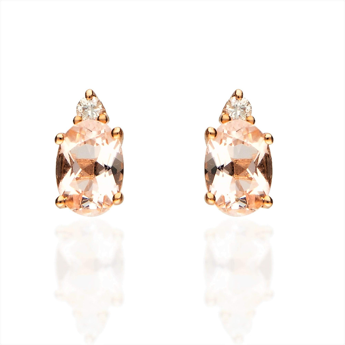 Gin & Grace 10K Rose Gold Genuine Morganite Earrings for women | Ethically, authentically & organically sourced (Oval-cut) shaped Morganite hand-crafted jewelry for her | Morganite Earrings for women