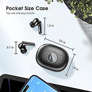 HKERR Wireless Earbuds, 50Hrs Playtime Bluetooth Earbuds Built in Noise Cancellation Mic with Charging Case, Bluetooth Headphones with Stereo Sound, IPX7 Waterproof Ear Buds for iPhone and Android