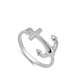 Women's Anchor Fashion Ring New Solid .925 Sterling Silver Band Size 10