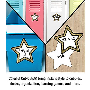 Carson Dellosa – Gold Glitter Stars Colorful Cut-Outs, Classroom Décor, 36 Pieces