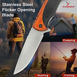 Armory Replicas Ash Woods Spring Assisted Pocket Knife - Durable Stainless Steel Blade, Wooden Handle, Liner Locking Mechanism