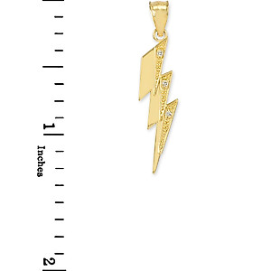 Polished 10k Yellow Gold Diamond Lightning Bolt Charm Pendant