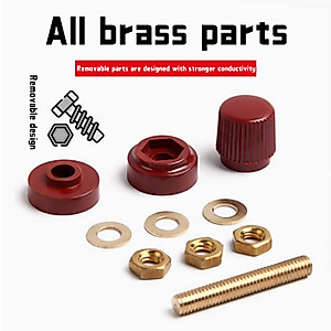 zipelo 3/8" Copper Battery Terminal, 2PCS Premium Remote Battery Power Junction Post Connector, 6MM Terminal Kit, Universal Automotive Accessories, Fit for Car Truck SUV Boat RV