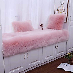 XIGG Luxury Shag Carpets, Soft Faux Sheepskin Fluffy Rugs for Bedroom Kids Room, High Pile Faux Fur Area Rug Bedside Floor Carpet Photography, Non Shedding,Pink,30X30CM/1X1Feet