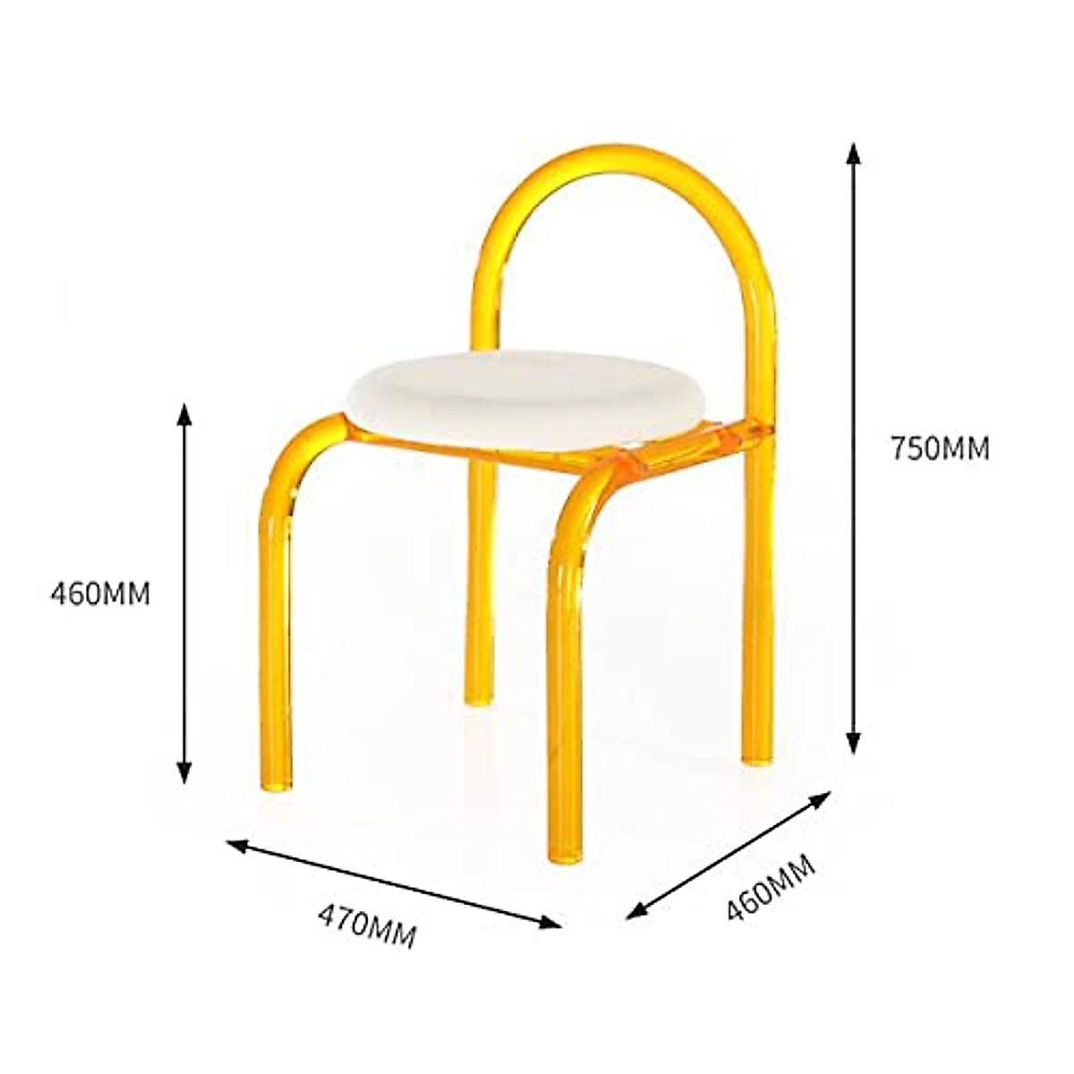 EYCIEROT Acrylic Chair, Vanity Stool, Flannel Seat Cushion, Transparent Lounge Chair, Office Chair, Outdoor Garden Dining Chair,White