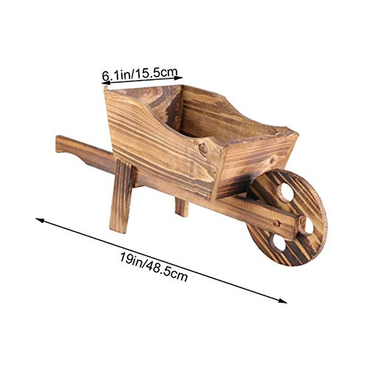 Yardwe Garden Plant Planter Wooden Wagon Planter Wheelbarrow Decoration for Indoor Outdoor - 45x19x20cm