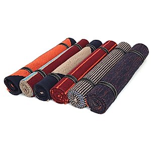KD Yoga Rug Blanket Convert Plastic Yoga Mat to Eco Friendly 100% Cotton Gripping with Corner Pocket (Grey-Navy)