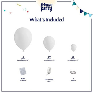 HOUSE OF PARTY White Balloons Garland Kit | Balloon Arch White Garland, 5/12/18 Inch Matte White Balloons for graduation party decorations 2023 Birthday, Wedding, Bridal Shower & Christmas Decorations