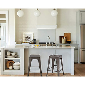 FDW Set of 4 Metal Bar Stools 24 Inches Counter Barstools Indoor/Outdoor Stackable Modern Metal Bar Stools Kitchen Counter Stools Chairs (Gun)