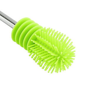 Silicone Bottle Brush, 360 Degree Rotary Silicone Bottle Brush Kitchen Cleaner with Anti Slip Handle for Throughly Stubborn Tea or Coffe, Milk Powder Scale on