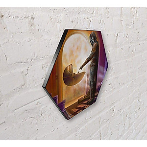 Star Wars – Mandalorian – Baby Yoda - Thomas Kinkade Studios - 11.5” X 10” KNEXAGON Wood Print – Tabletop Display, Hang Alone or Connect to Other Pieces – Officially Licensed Merchandise