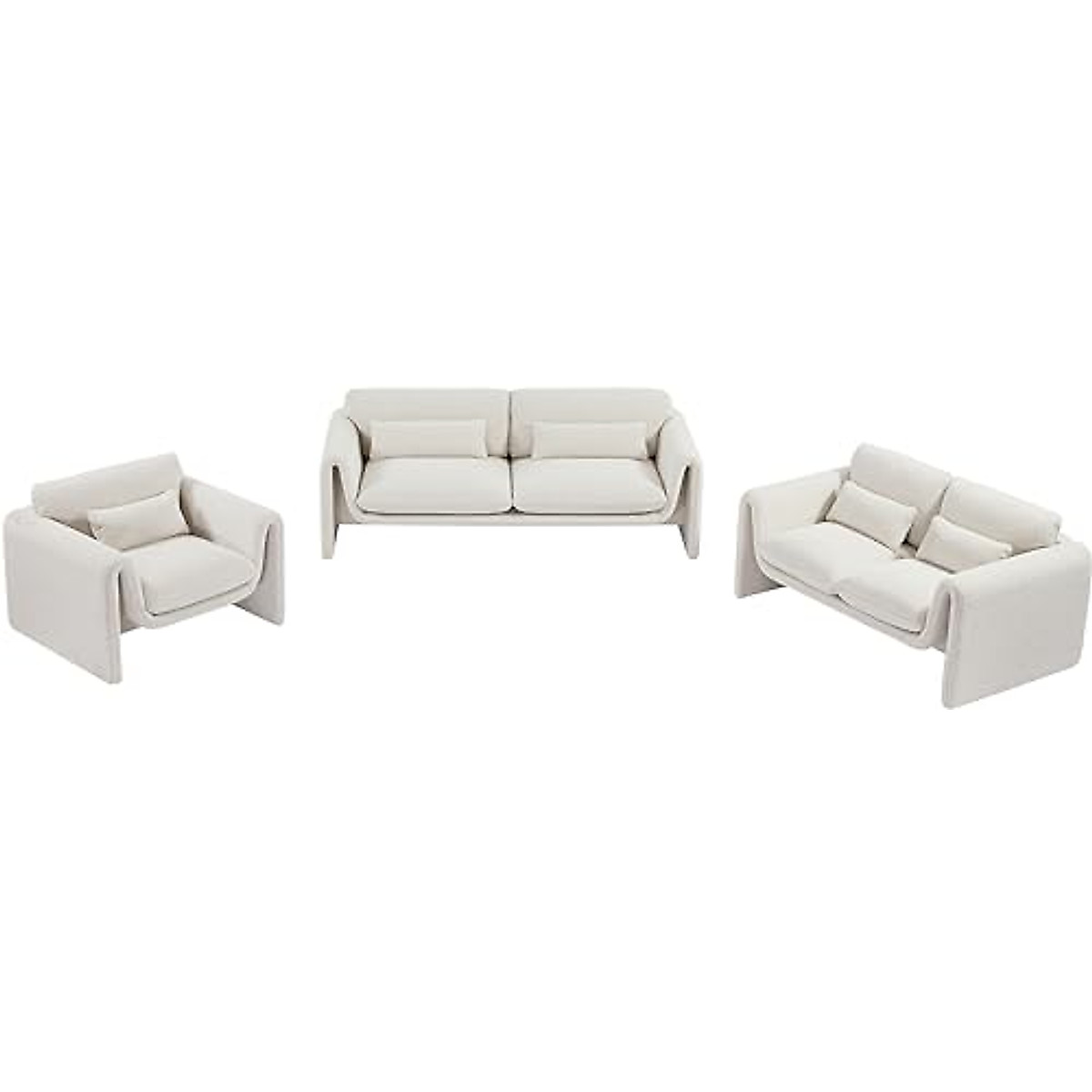 Meridian Furniture 198Cream-L Stylus Collection Modern | Contemporary Boucle Fabric Upholstered Loveseat with Rich Cream Boucle Fabric, Curved Arms, 64" W x 38" D x 31" H, Cream