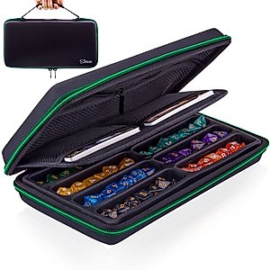 SIQUK Green EVA Dice Case with Detachable Tray and Handle for Dungeons & Dragons and Other RPG Games