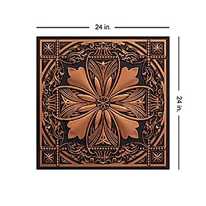From Plain To Beautiful In Hours 337ac-24x24-25 Helena PVC 2' x 2' Lay-in or Glue-up Ceiling Tile (Covers / 100 sq.ft), Antique Copper, 25