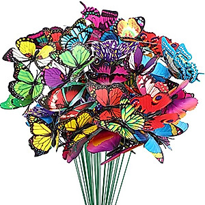 150 Pcs Butterfly Decoration Stakes Waterproof 3D Garden Butterfly Ornaments for Indoor/Outdoor Christmas Yard Decor