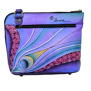 Anna by Anuschka Crossbody Organizer Bag - Genuine Leather - Dreamy Peacock Dewberry