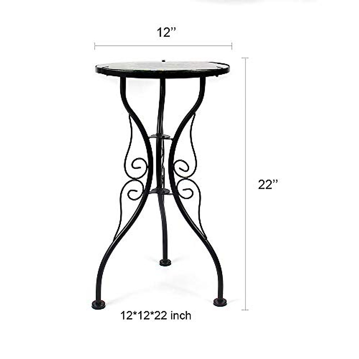 LIFFY Outdoor Mosaic Side Table - Butterfly Round End Table - Small Patio Side Table - Glass Garden Side Table for Yard,Lawn