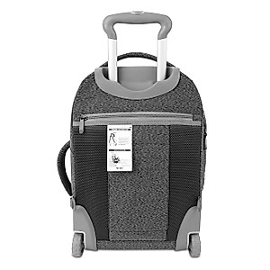 J World New York Rover Carry-On Backpack w/Wheels. Rolling Laptop, Grey, One Size
