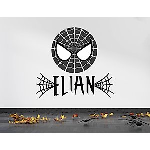 Kyle Cornhole Spider Nursery Wall Decal - Name Letters for Wall Decor - Superheroe Personalized Name Stickers - Custom Vinyl Lettering - Kids Name Decals for Boys KA1509, Green