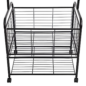 DOEWORKS Large Laundry Rolling Garment Cart for Lavatory, Metal Laundry Basket Sorters Garment Bulter Storage Rack with Wheels, Black