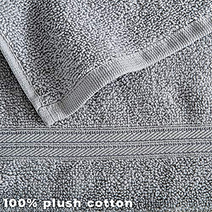 Great Bay Home 6-Piece Towel Set. 100% Cotton Bathroom Towels. Absorbent Quick-Dry Towels for Home. Set Includes 2 Bath, 2 Hand, and 2 Wash. Cooper Collection (6 Piece Set, Light Grey)