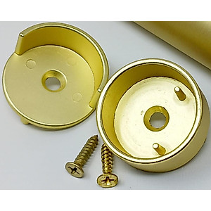Matte Brass One Pair 1 5/16 Inch Diameter Round Wardrobe Closet Rod End Support Flanges - One Open and One Closed Caps with Installation Screws
