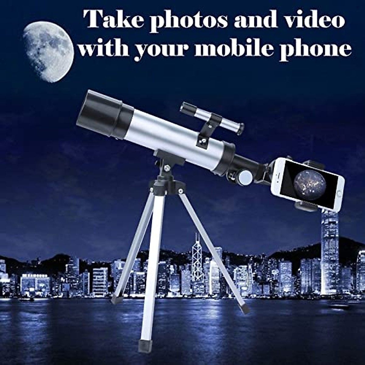 MIANHT Tripod Astronomical Telescope - Astronomical Portable Refracting Telescope, HD High-Power 90x Children's Gift Telescope for Astronomy Beginners, with Phone Adapter