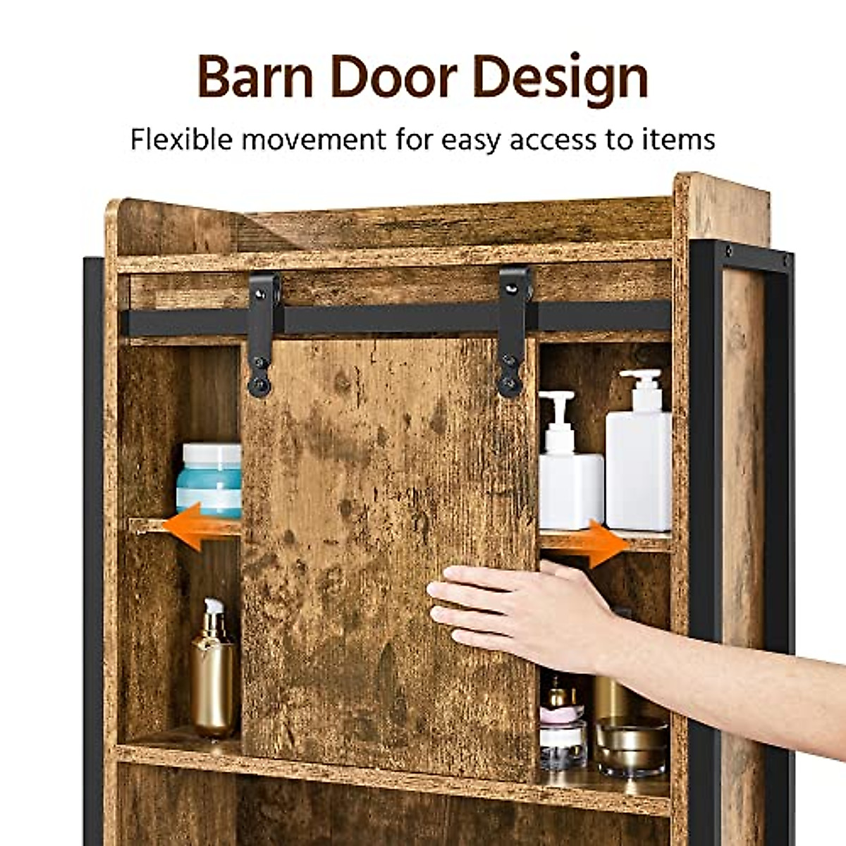 Yaheetech Over The Toilet Storage Cabinet with Sliding Door, Bathroom Oragnizer Shelf Over Toilet, Stable Freestanding Space Saving Toilet Stands with Adjustable Shelves for Bathroom, Rustic Brown