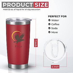 Flyer 20-Ounce Tumbler, Stainless Steel Vacuum Insulated Water and Coffee Tumbler Cup, Double Wall Powder Coated Spill-Proof Travel Mug Thermal Cup for Home and Outdoor (Red)