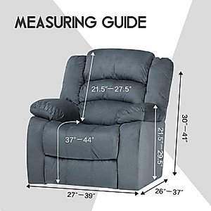 ULTICOR 4-Piece, 1 Seat Recliner Cover, Velvet Stretch Reclining Chair Covers for 1 Cushion Reclining Sofa, Single Seat Recliner Couch Cover, Thick, Very Soft, Machine Washable (Light Grey)