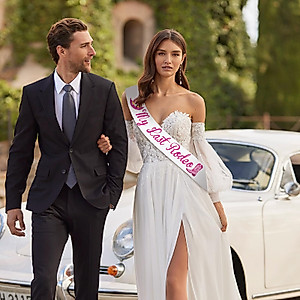 Hot Pink My Last Rodeo Sash, White Funny Bride to be Sash for Let’s Go Girls Western Cowgirl Bridal Shower Bachelorette Party Decorations Accessory Favors, Nashville Bride Sash(White+Hot Pink)