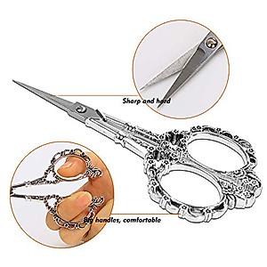 Hisuper 2 Pairs Crafting Scissors 4.5 Inch Sewing Scissors Small Sharp Craft Scissors with Leather Scissors Cover Embroidery Scissor Shears for Fabric Needlework Crochet Threading Tool