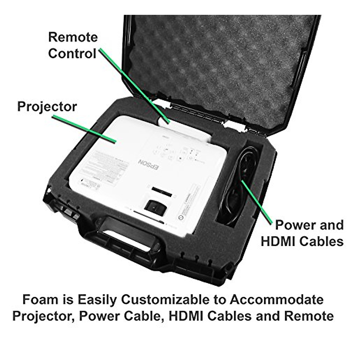 Casematix Projector case Compatible with Select Epson Projectors VS240, VS345, VS340 3LCD, XGA, SVGA - Check Projector Sizing