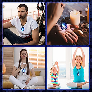 Kingdder Natural Gemstone Crystal Pendant Necklace Stone Holder Necklace Cord Hand Woven Necklace with Adjustable Length for Women Men(3 Pcs,Labradorite)