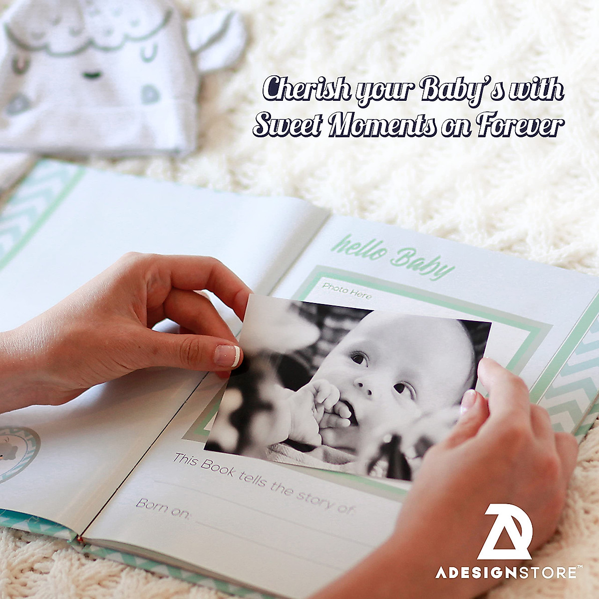 Baby Memory Book - Newborn Journal - Baby First Year Book Album - Baby Shower Book Gift - Baby Keepsake Milestone Memory Journal - First Year Newborn Baby Boy Girl Book